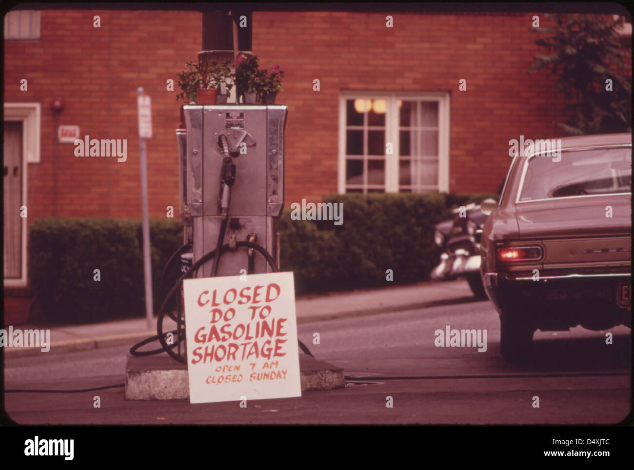 A photograph from June 1973 documenting the gasoline shortage during ...