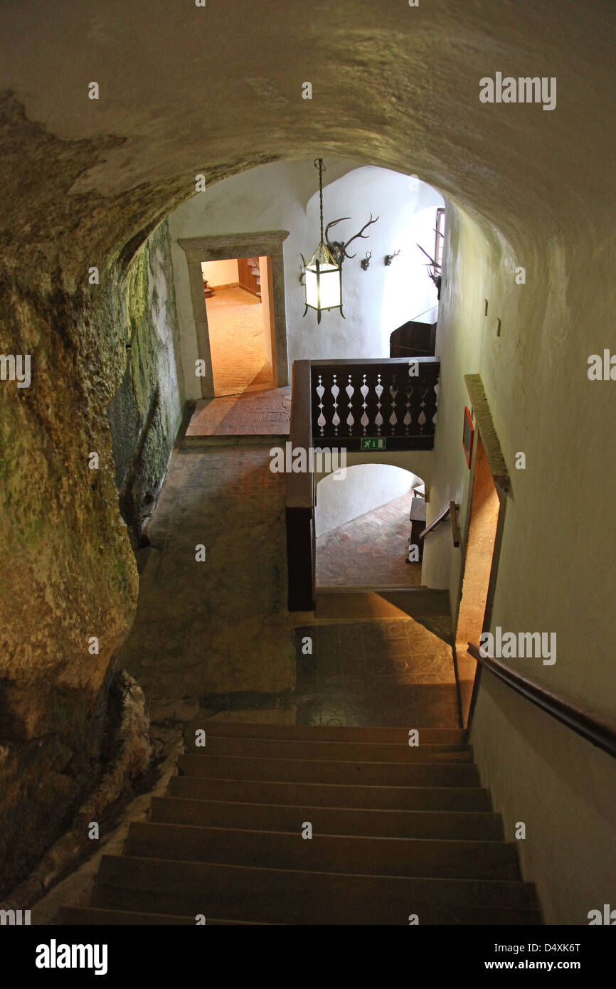 a stairwell inside Predjama Castle Slovenia Stock Photo - Alamy