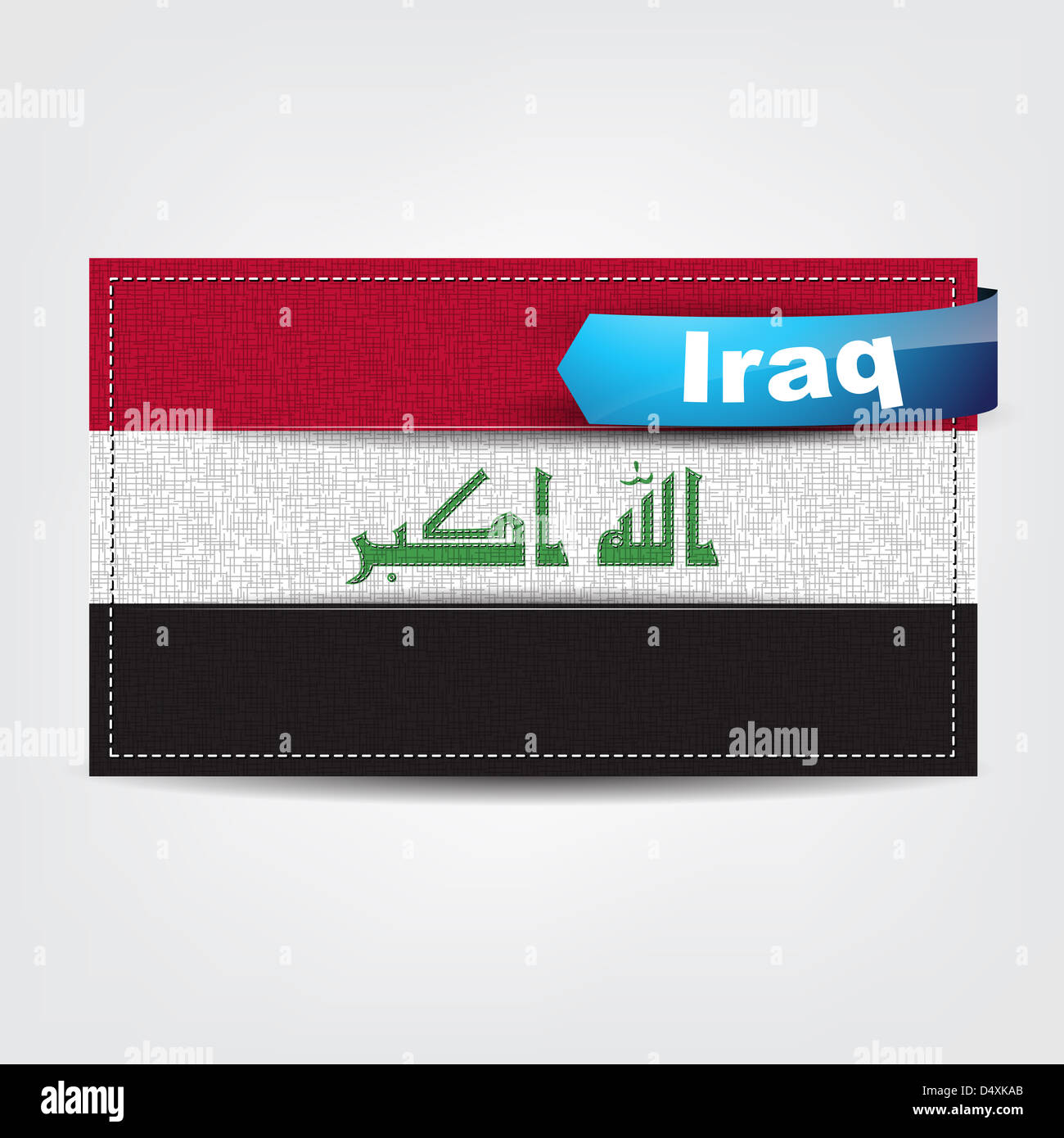 Fabric texture of the flag of Iraq with a blue bow Stock Photo - Alamy