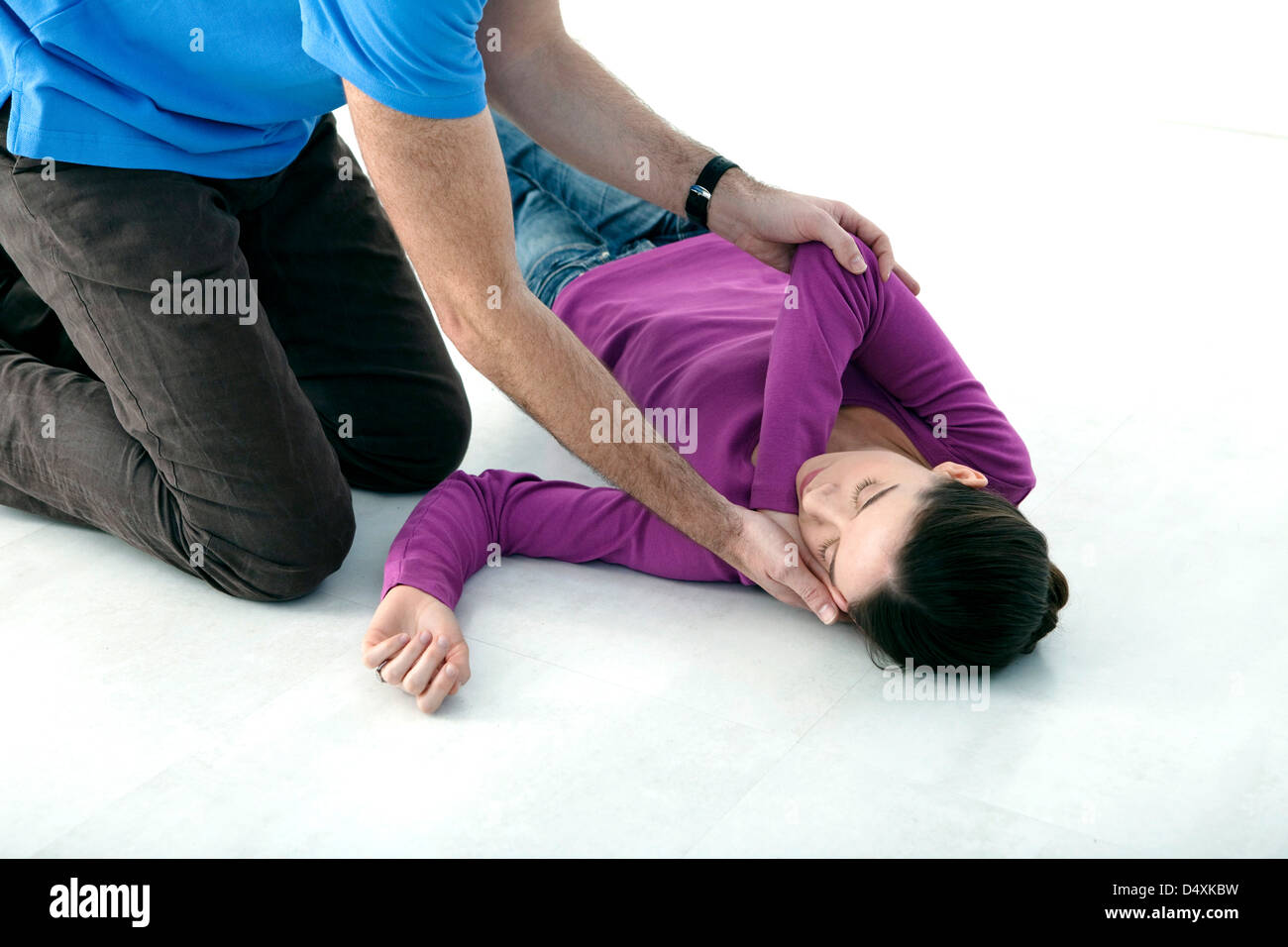 Recovery position first aid hi-res stock photography and images - Alamy