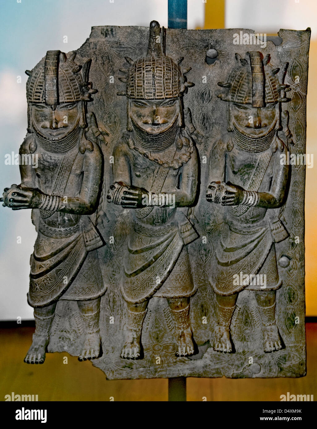 Bronze Brass plaque showing the Oba of Benin with attendants Edo ...
