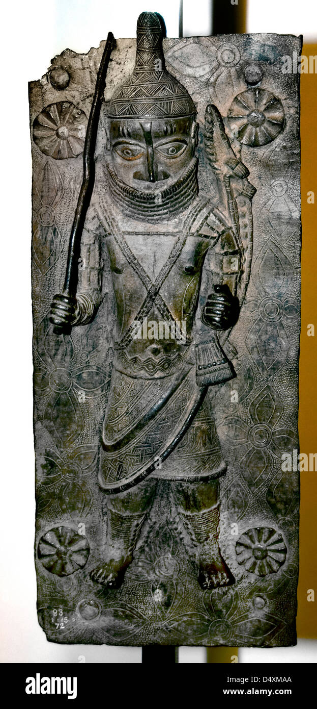 Bronze Brass plaque showing the Oba of Benin with attendants Edo ...