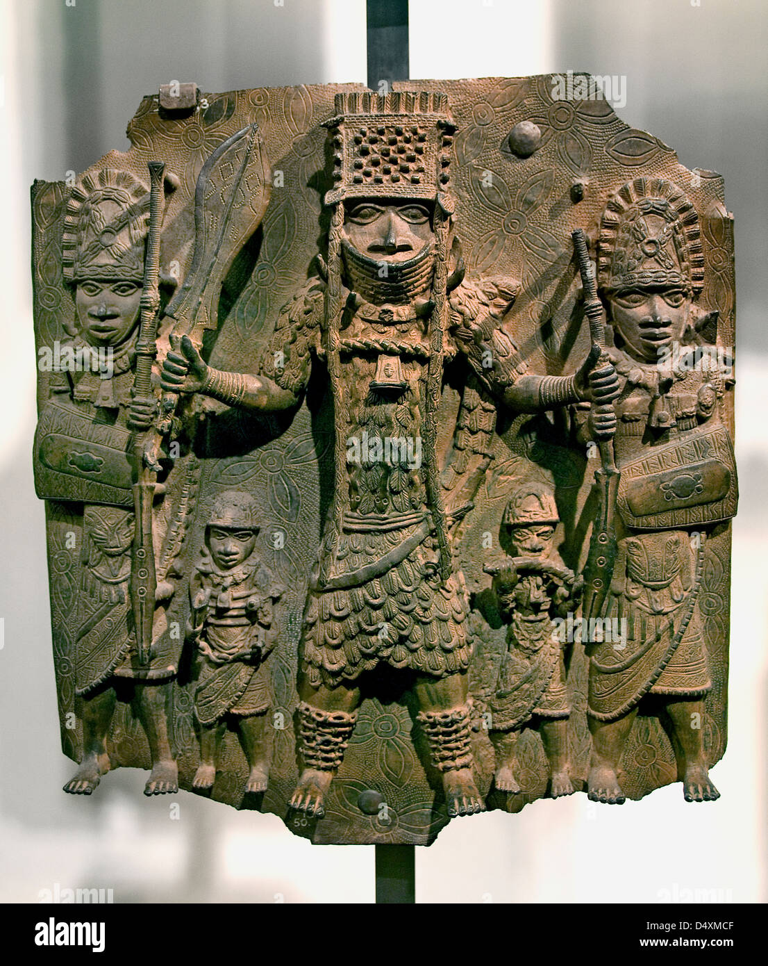 Bronze Brass plaque showing the Oba of Benin with attendants Edo ...