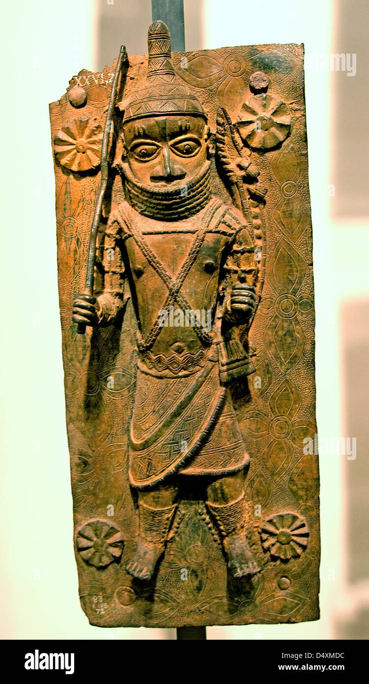 Bronze Brass plaque showing the Oba of Benin with attendants Edo ...