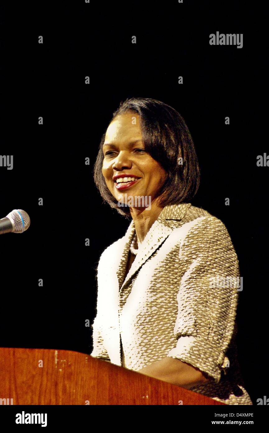 Former Secretary of State Condoleezza Rice speaking at The LBJ Library ...