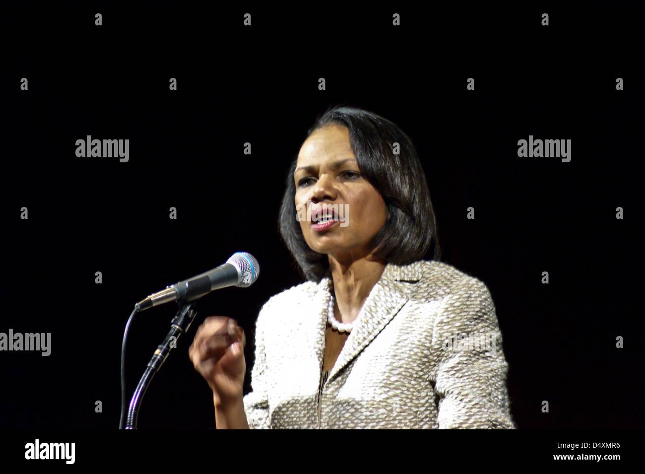 Former Secretary of State Condoleezza Rice speaking at The LBJ Library ...