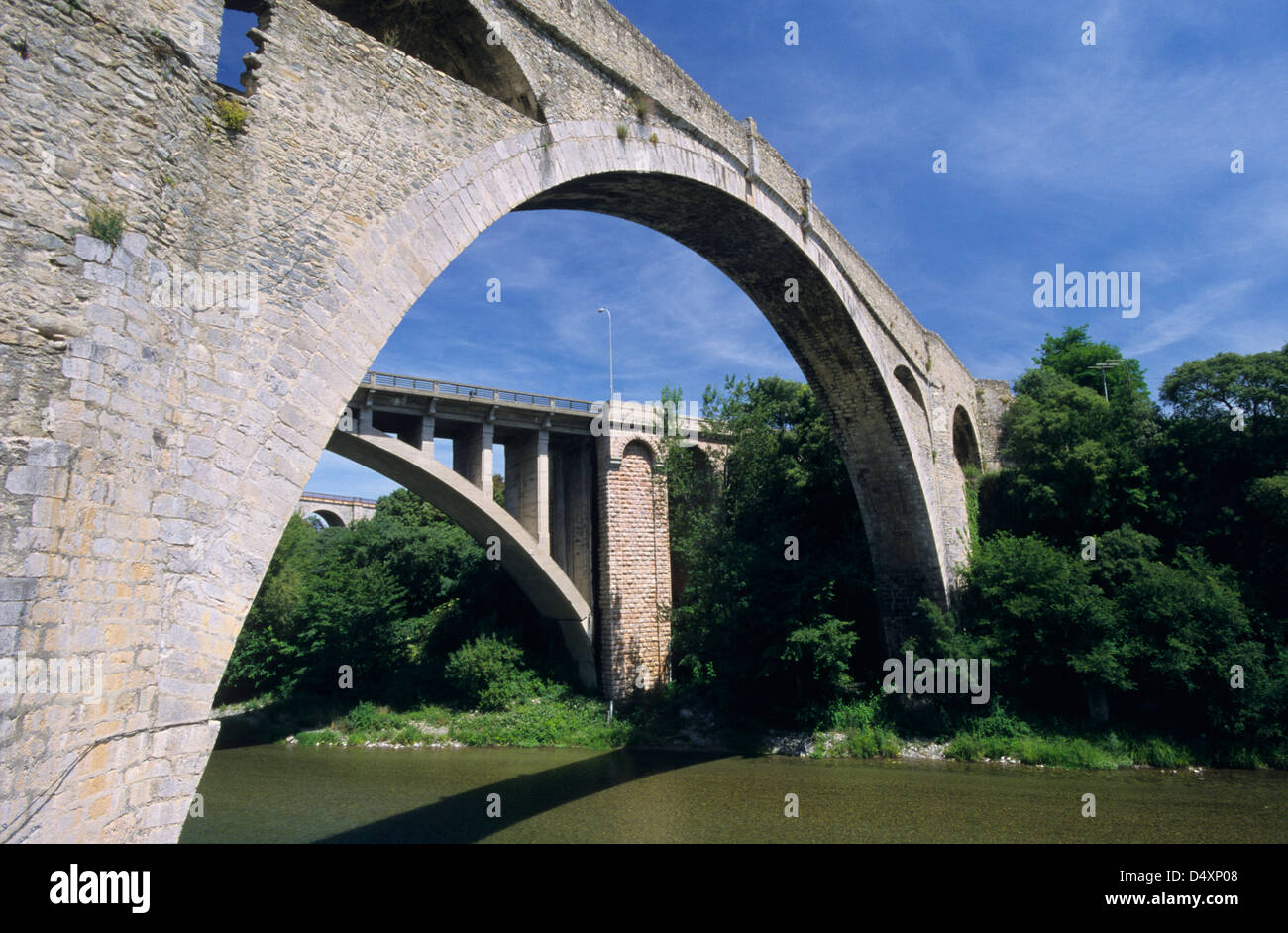 Pont du Diable bridge and Tech river, Ceret, Eastern Pyrenees ...