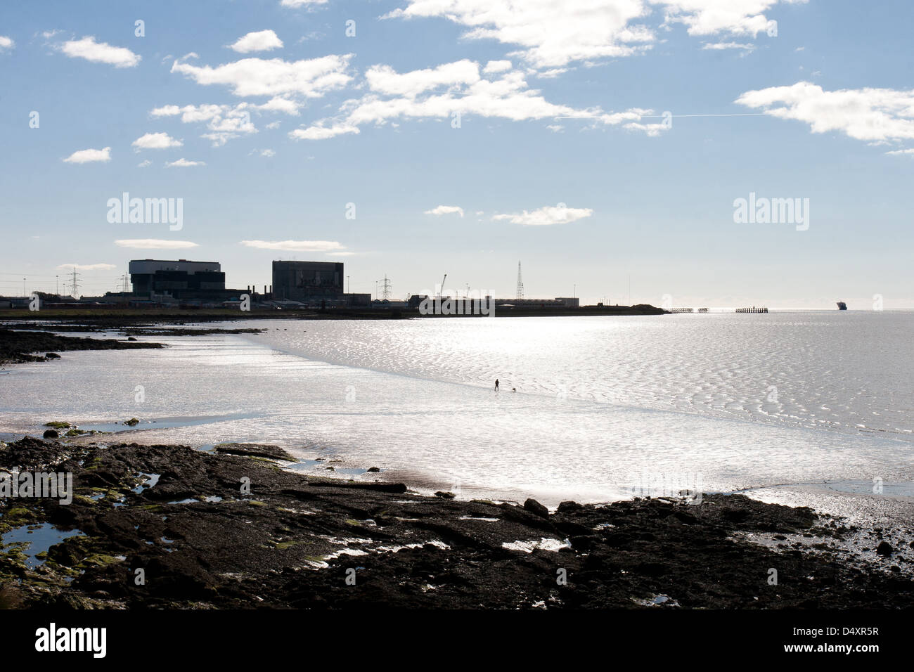 Heysham Lancashire, England - the power station silhouetted Stock Photo ...