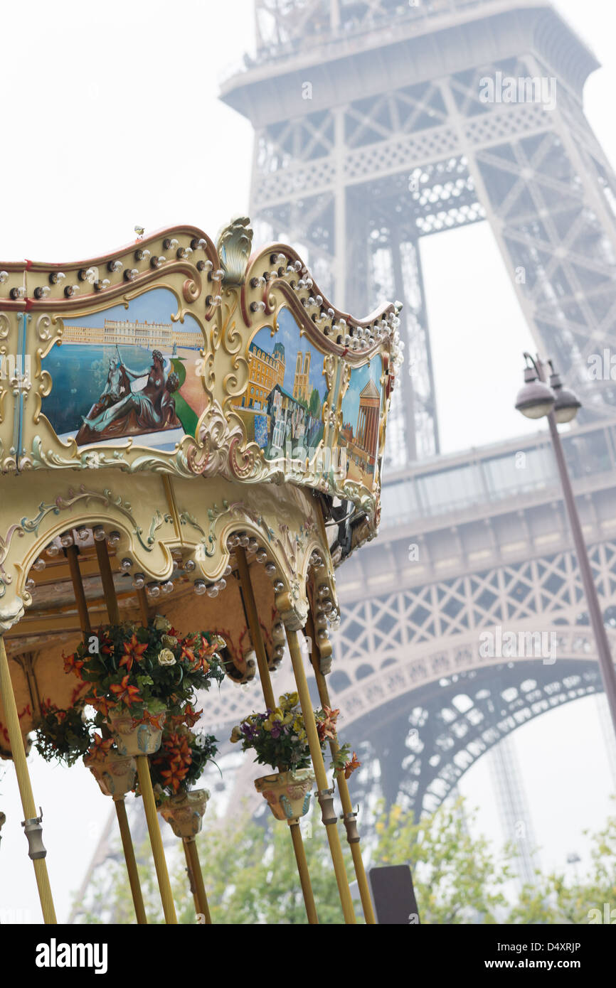 Vintage style carousel in Paris Stock Photo - Alamy