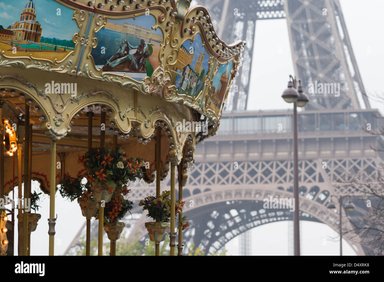 Vintage style carousel in Paris Stock Photo - Alamy