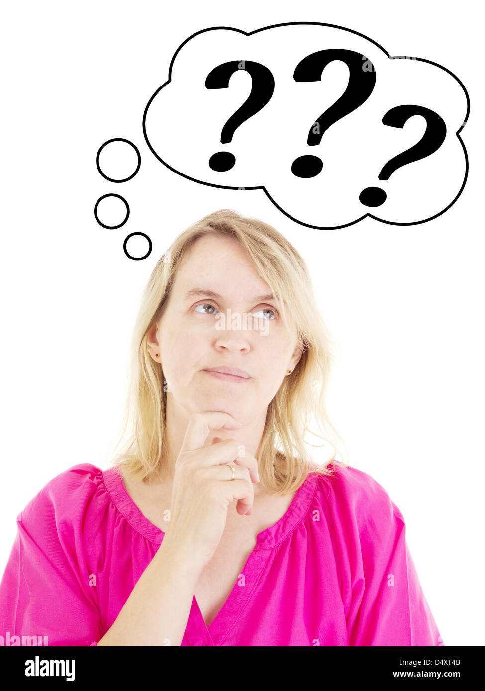 Woman thinking about a solution Stock Photo - Alamy