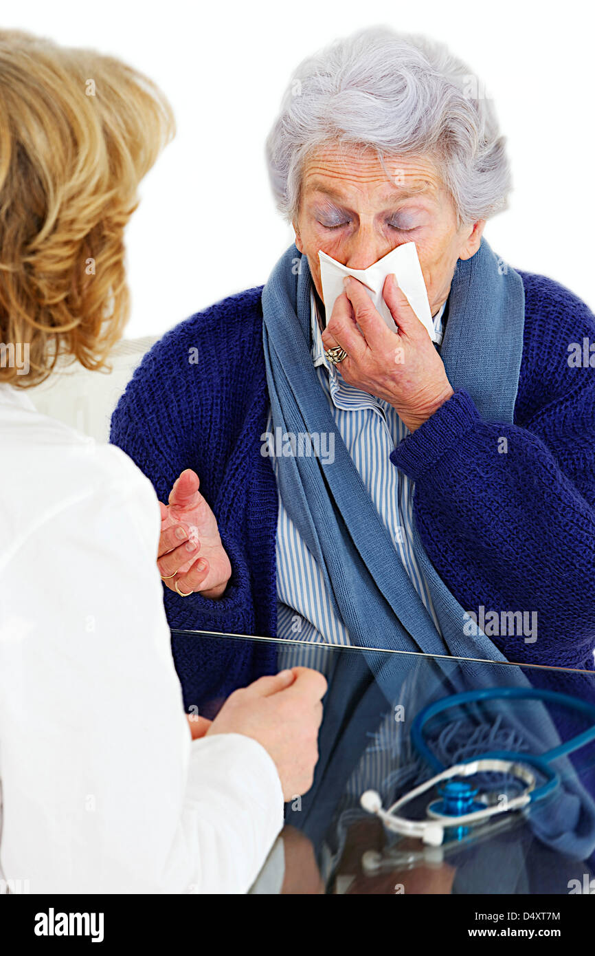 ELDERLY PERSON WITH RHINITIS Stock Photo - Alamy