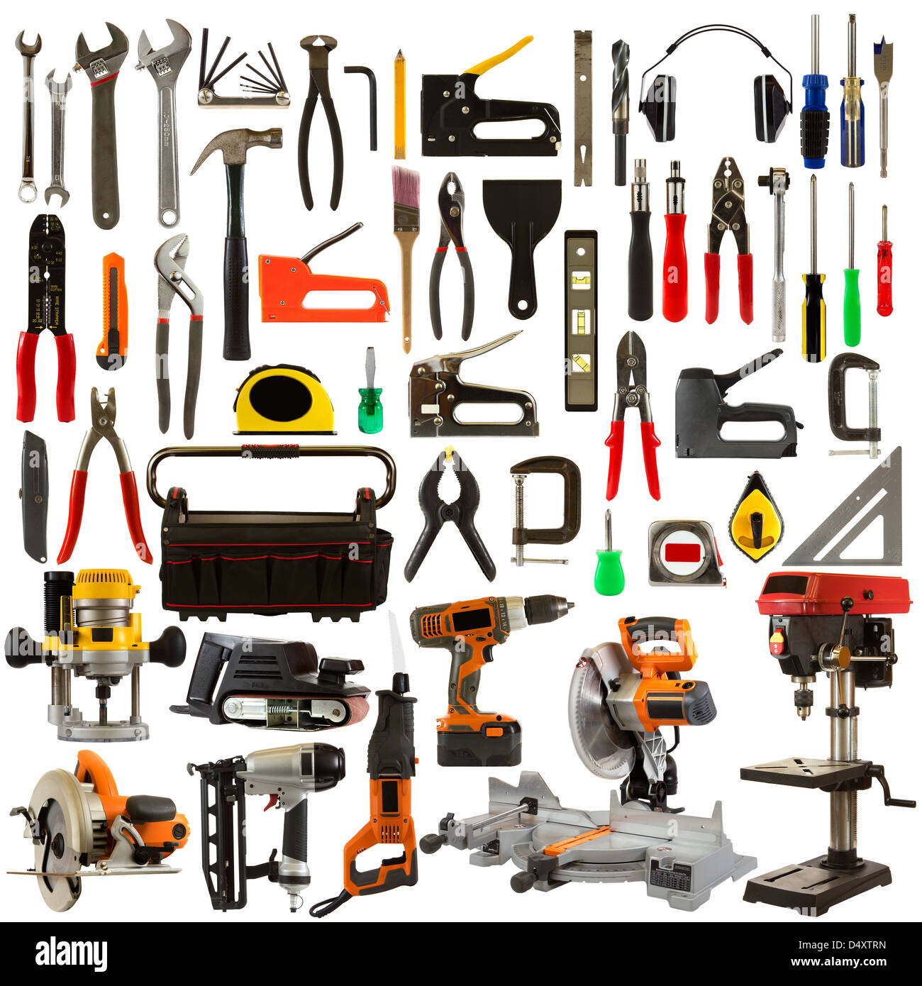 Carpentry construction tools collage background hi-res stock ...