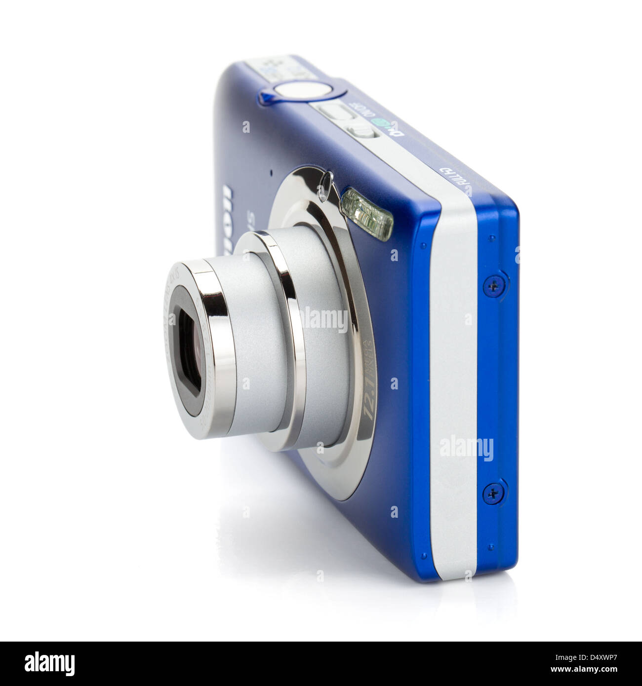 Blue compact camera. Isolated on white background Stock Photo - Alamy