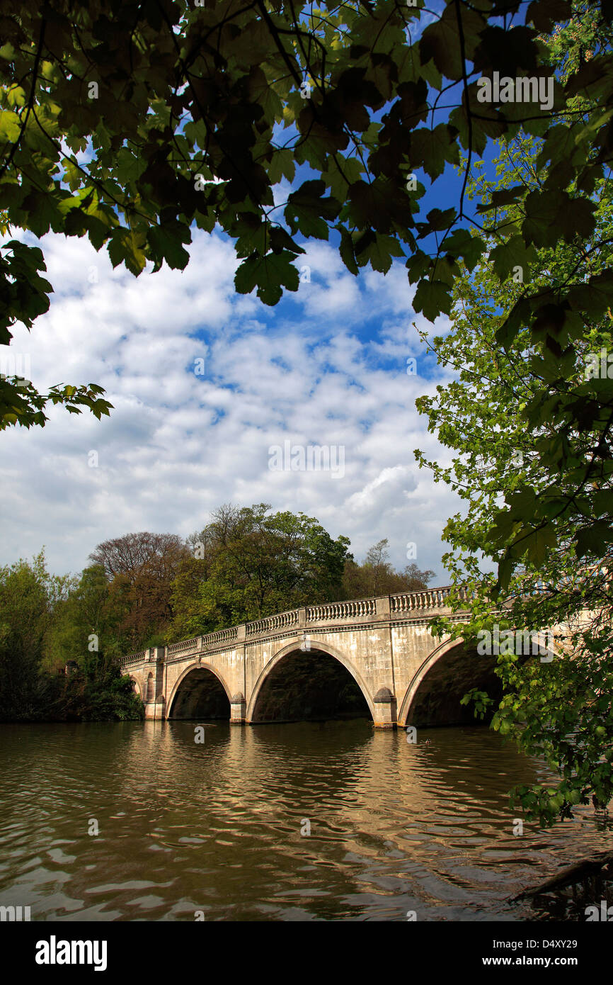 Spring Green Colours, the Lake bridge at Clumber Park, Nottinghamshire ...