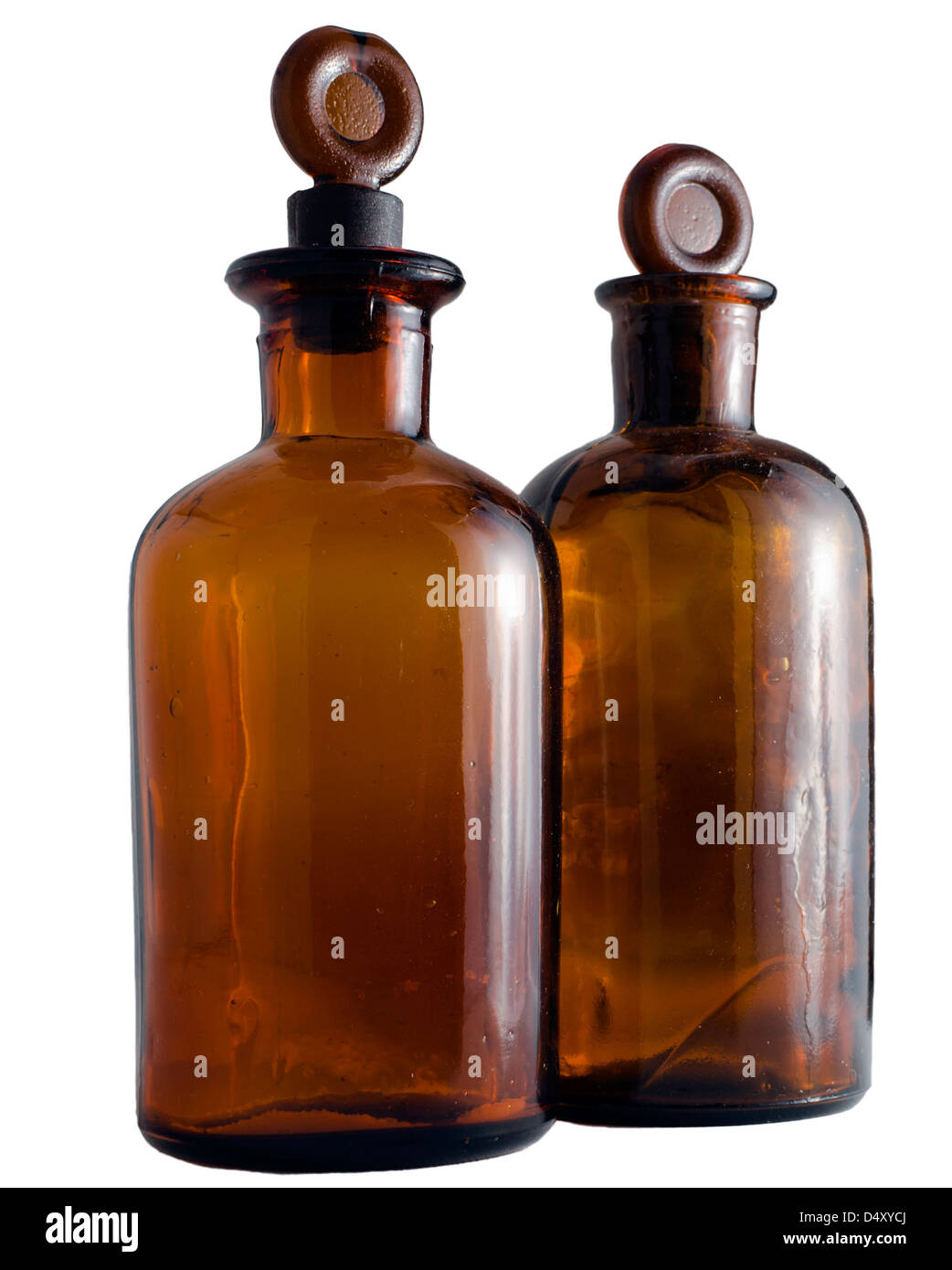 Two bottles of chemicals. Amber. Isolated on white background Stock ...