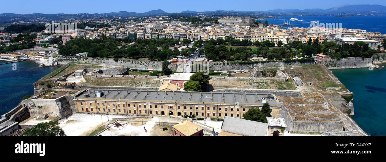 View over Corfu Town from the Old Fort, a UNESCO World Heritage city ...