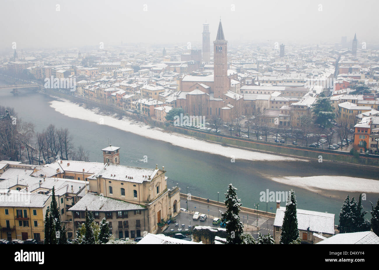 Verona - Outlook from Castel san Pietro in winter Stock Photo - Alamy