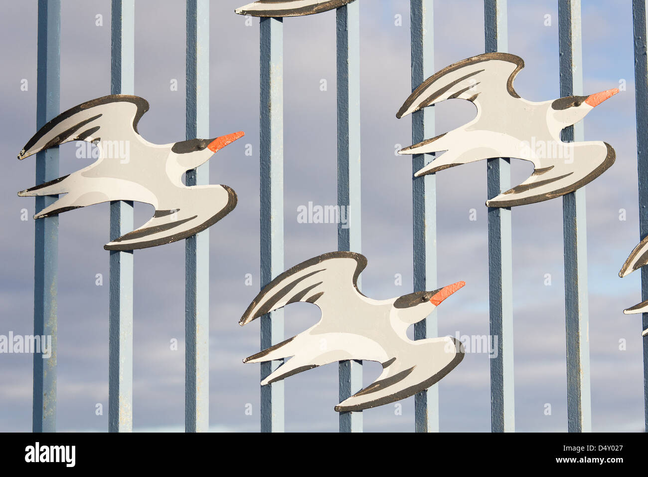 Morecambe Lancashire, England with birds on a railing Stock Photo - Alamy