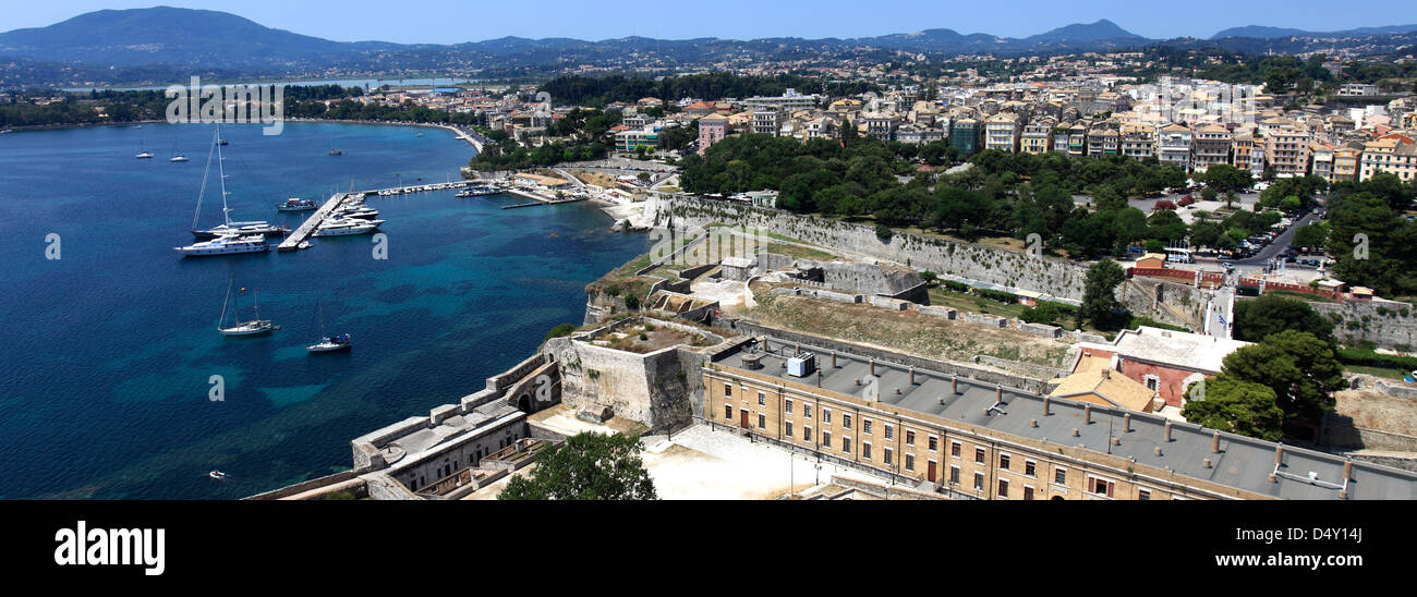 View over Corfu Town from the Old Fort, a UNESCO World Heritage city ...