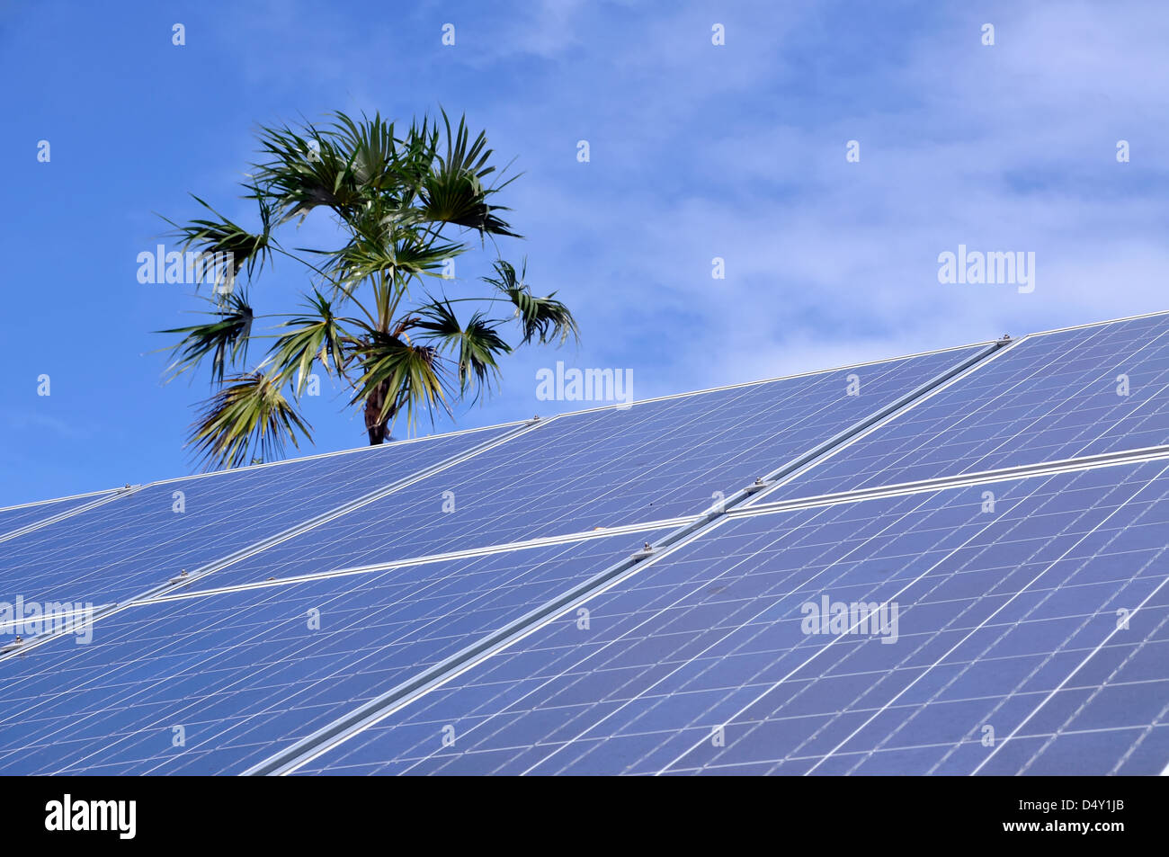 Solar electric panels on the roof of a cabin at the Virgin Islands ...