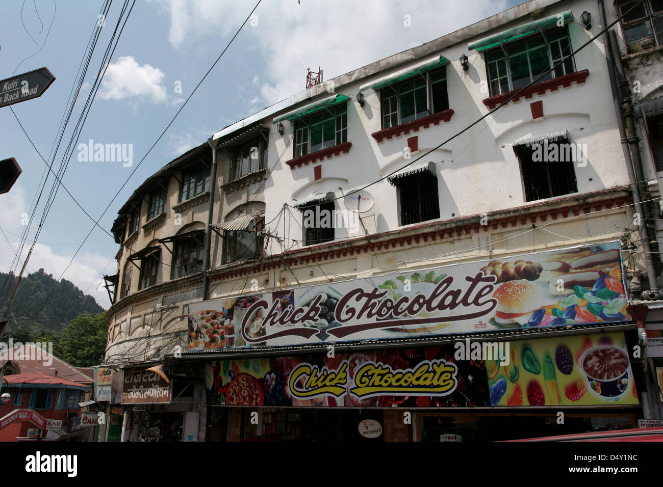 The popular Chick Chocolate restaurant on the Mall in Mussoorie Stock ...