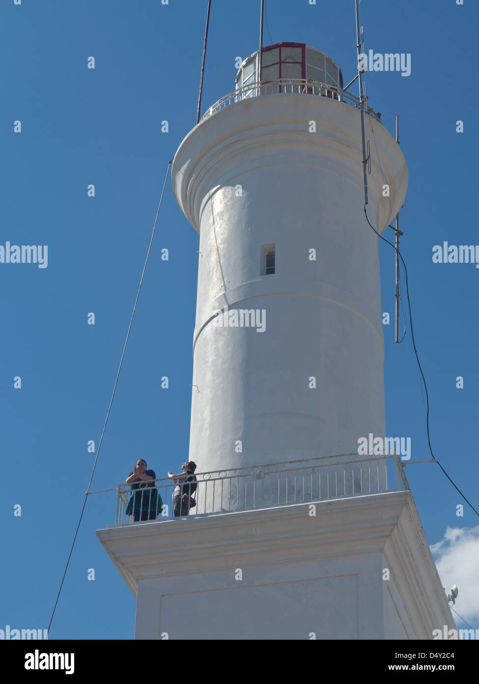 Lighthouse in the historic quarter of the old colonial town of Colonia ...