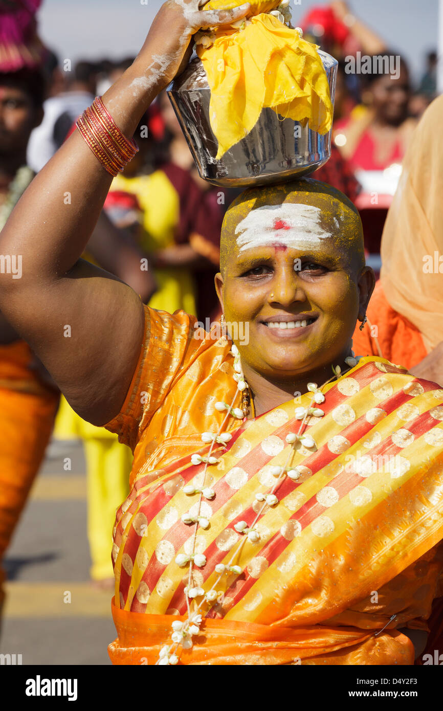 Woman Hindu devotee in annual Thaipusam religious festival in Batu ...