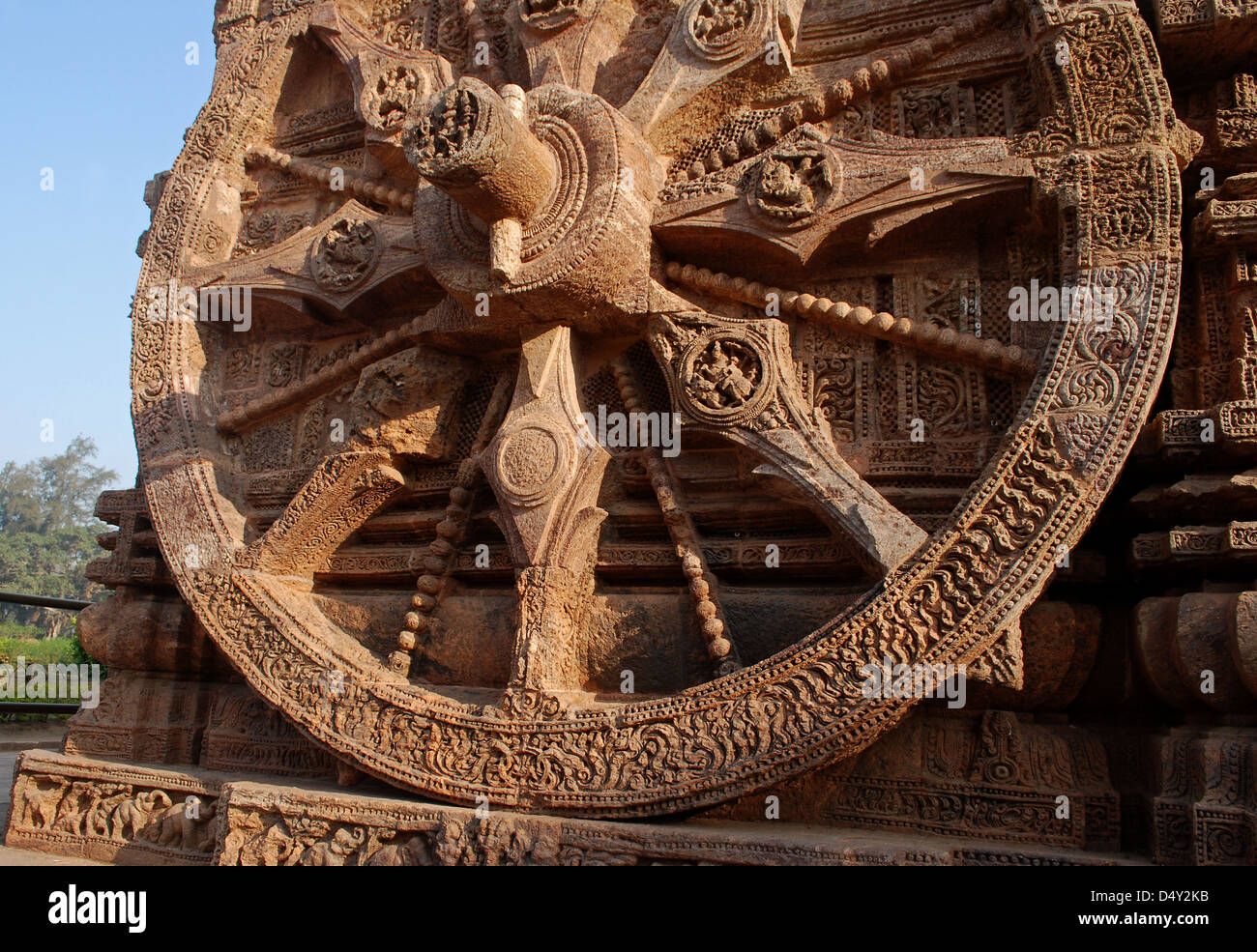 stone carving of chariot wheel at konark sun temple,orissa,india Stock ...