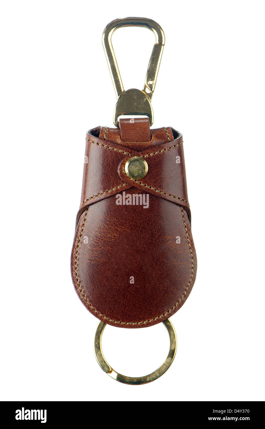 Leather key chain isolated on white background Stock Photo - Alamy