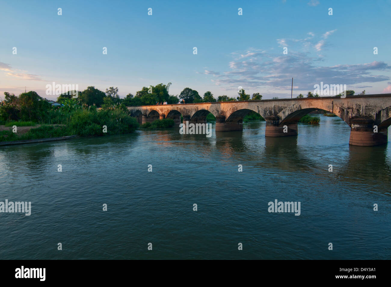 The old French Railway Bridge between Khone and Det islands in the ...
