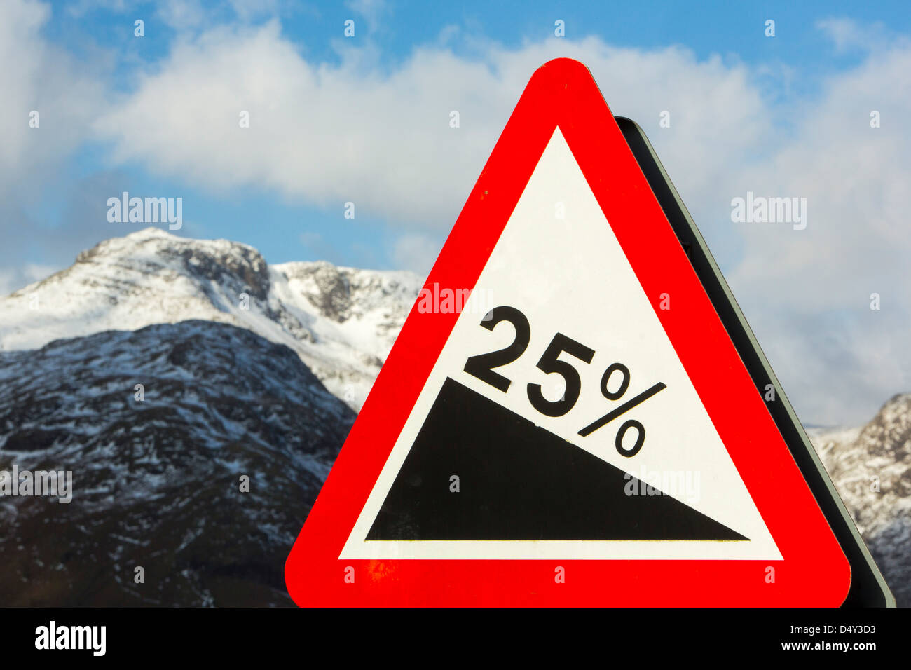 A steep road sign above Langdale, Lake District, UK Stock Photo - Alamy