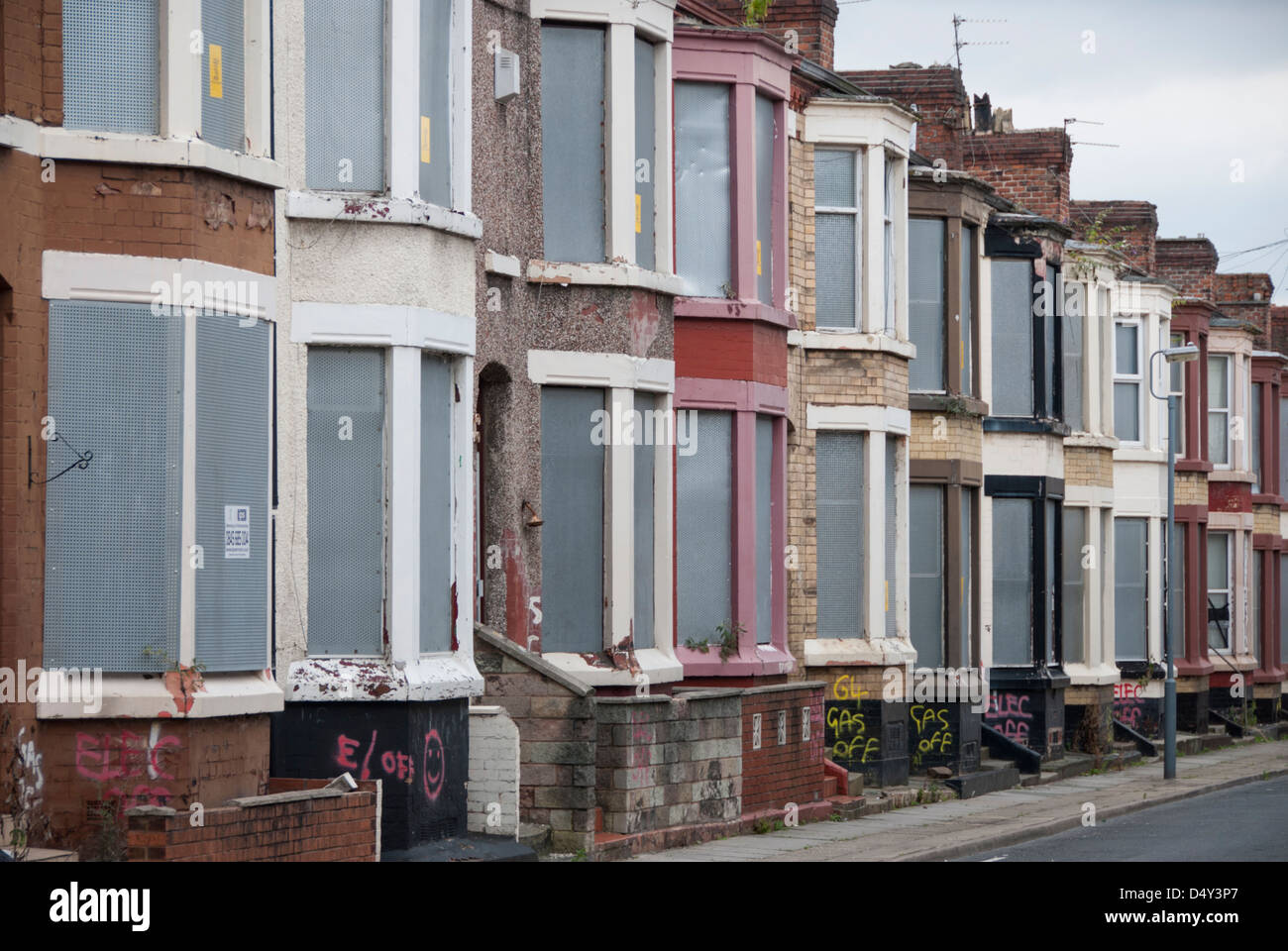 Houses ready for demolition Liverpool UK neighborhood renovation Stock ...