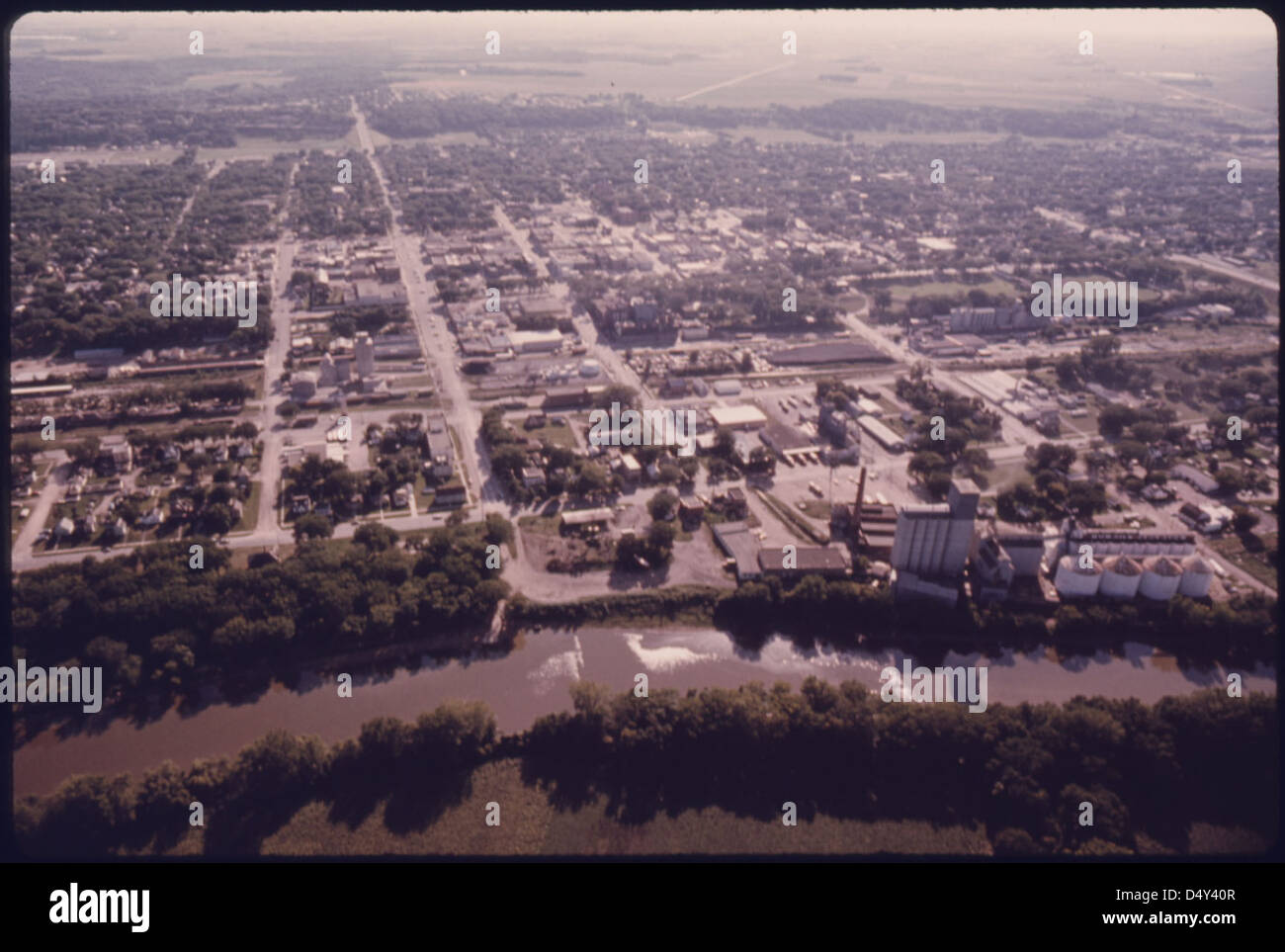 Aerial photo showing the town of New Ulm, Minnesota, founded by German ...