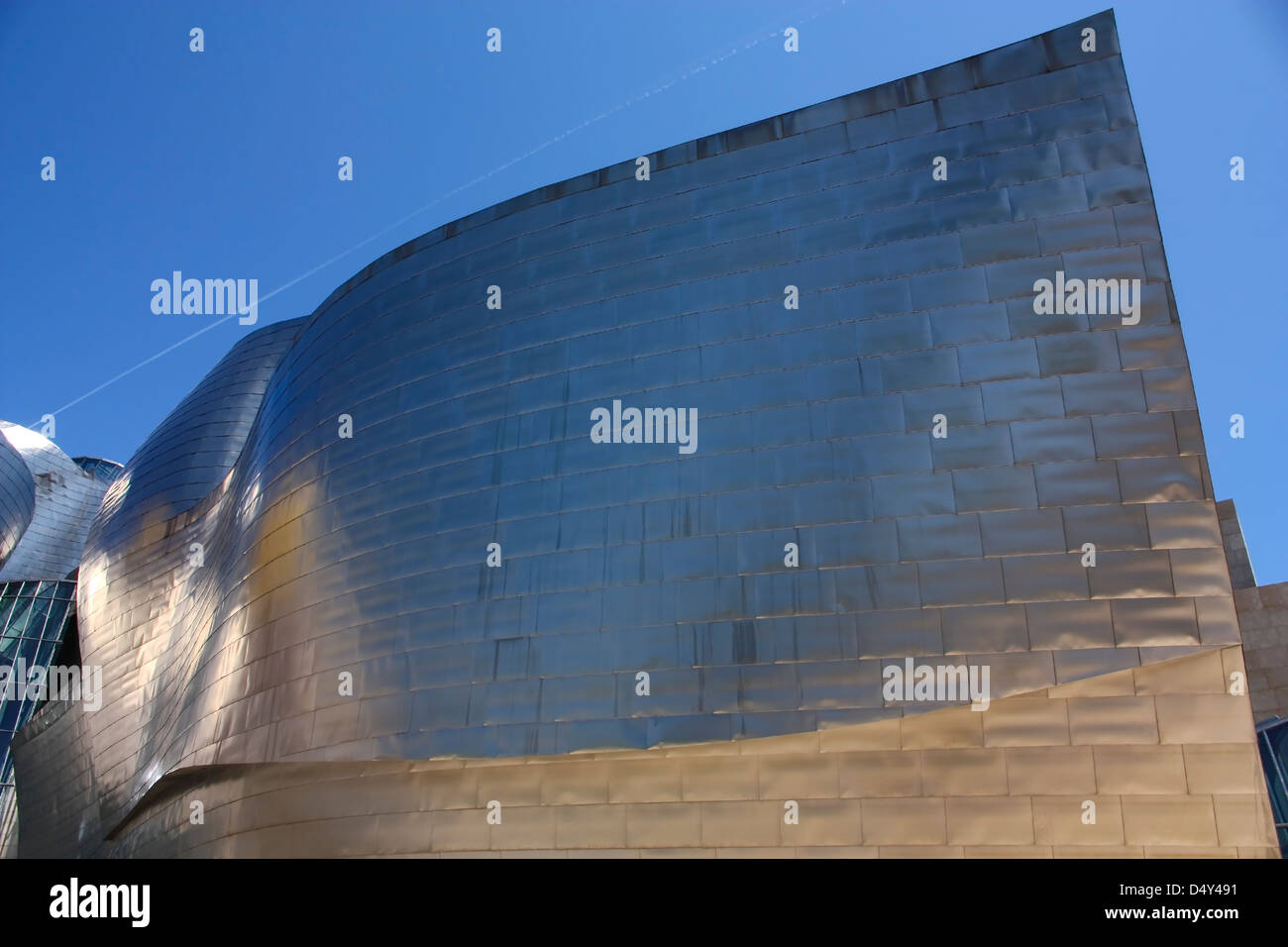 Detail of the facade of titanium the Guggenheim Museum, Bilbao, Euskadi ...