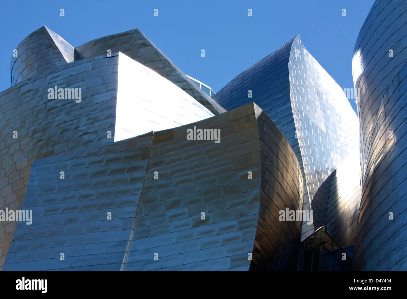 Detail of the facade of titanium the Guggenheim Museum, Bilbao, Euskadi ...