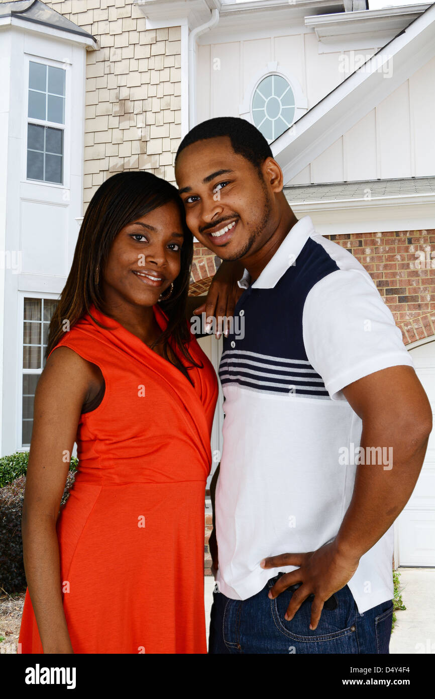 African American family together outside their home Stock Photo - Alamy