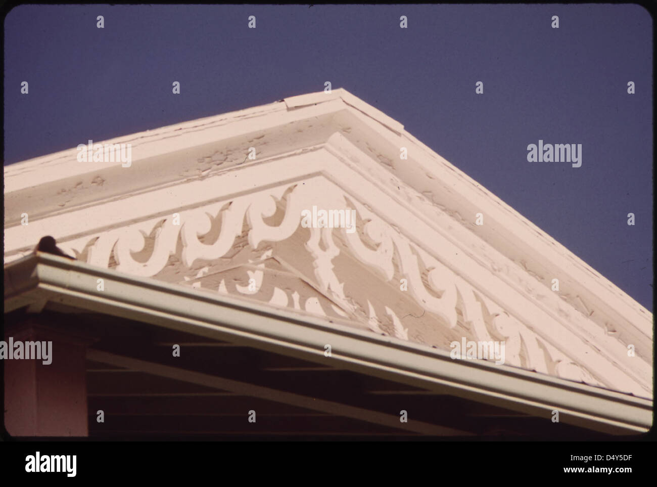 This photograph captures the pediment of a historic Bahamian-style ...