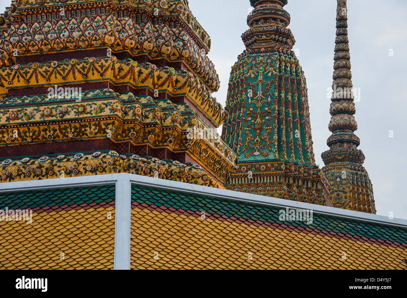 Exterior details of Wat Po buildings in Bangkok Thailand Stock Photo ...