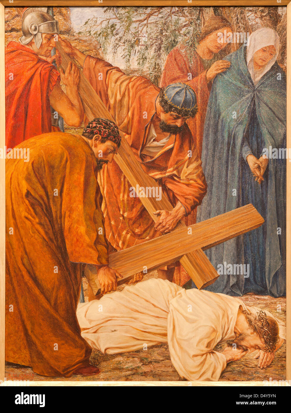 GENT - JUNE 23: Jesus fall under cross in st. Peter s church by Rene de ...