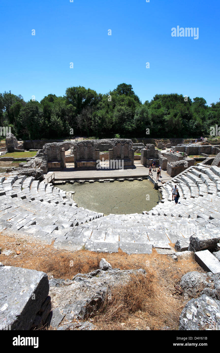Ruins of the Great Theatre, ancient Butrint, UNESCO World Heritage Site ...