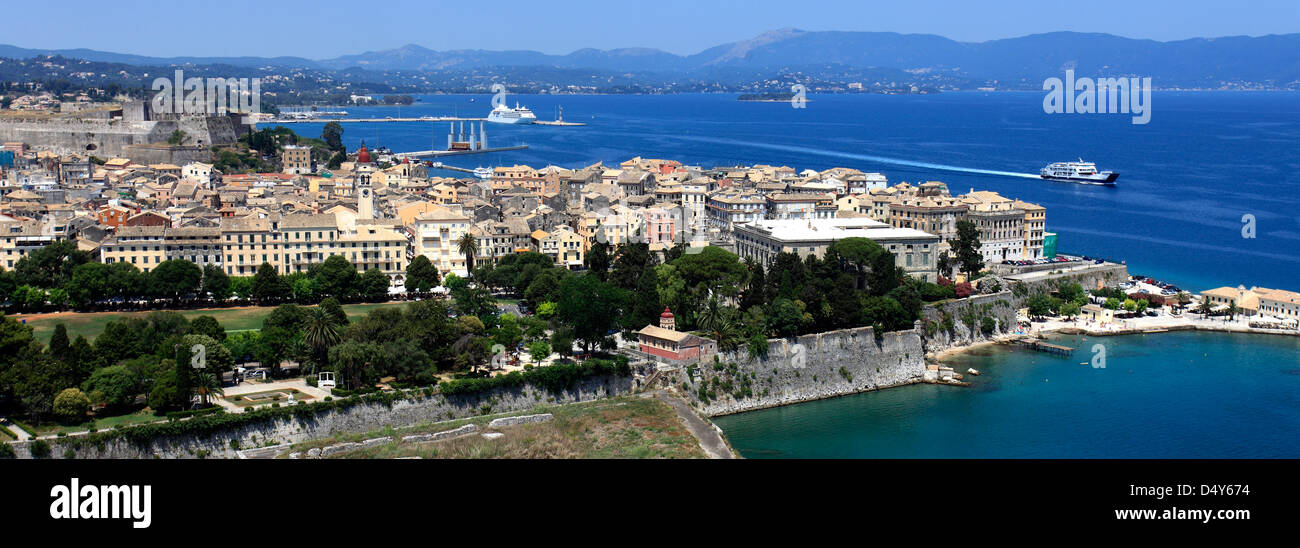 View over Corfu Town from the Old Fort, a UNESCO World Heritage city ...