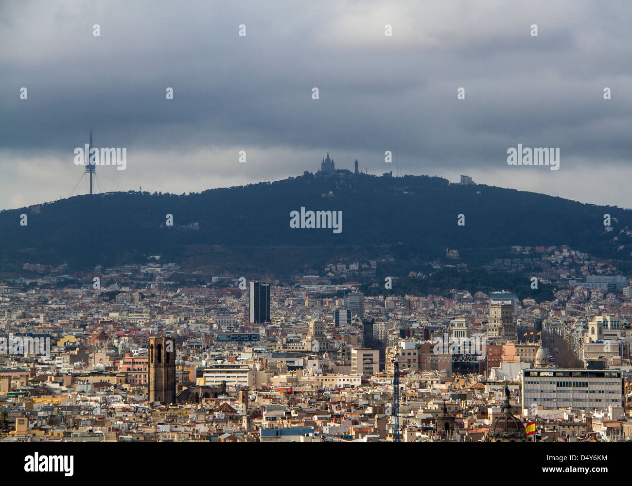 view of barcelona city and mount tibidabo Stock Photo - Alamy