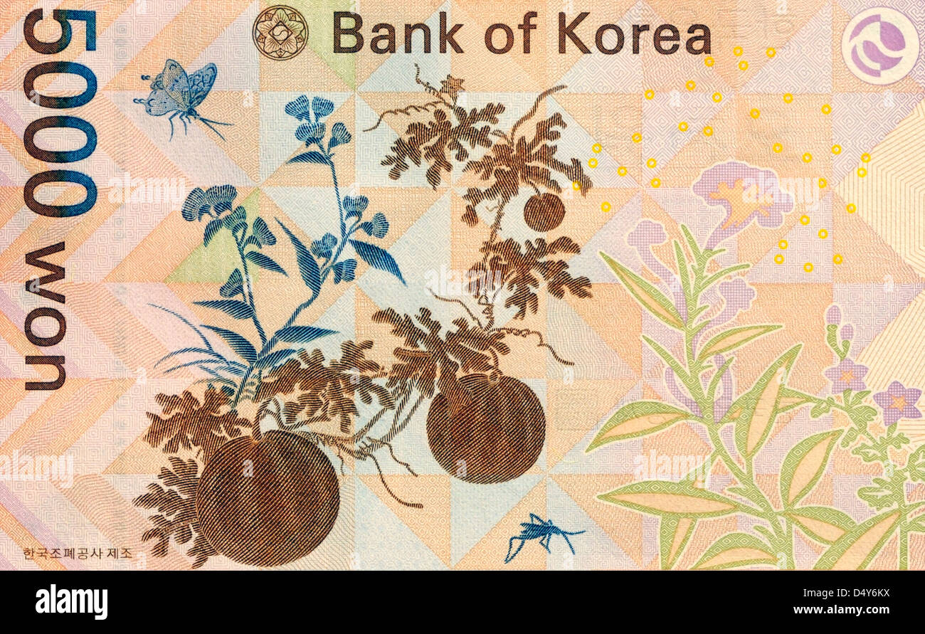 South Korea Five thousand Won Note Stock Photo - Alamy
