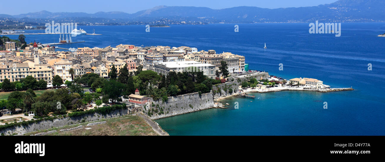 View over Corfu Town from the Old Fort, a UNESCO World Heritage city ...
