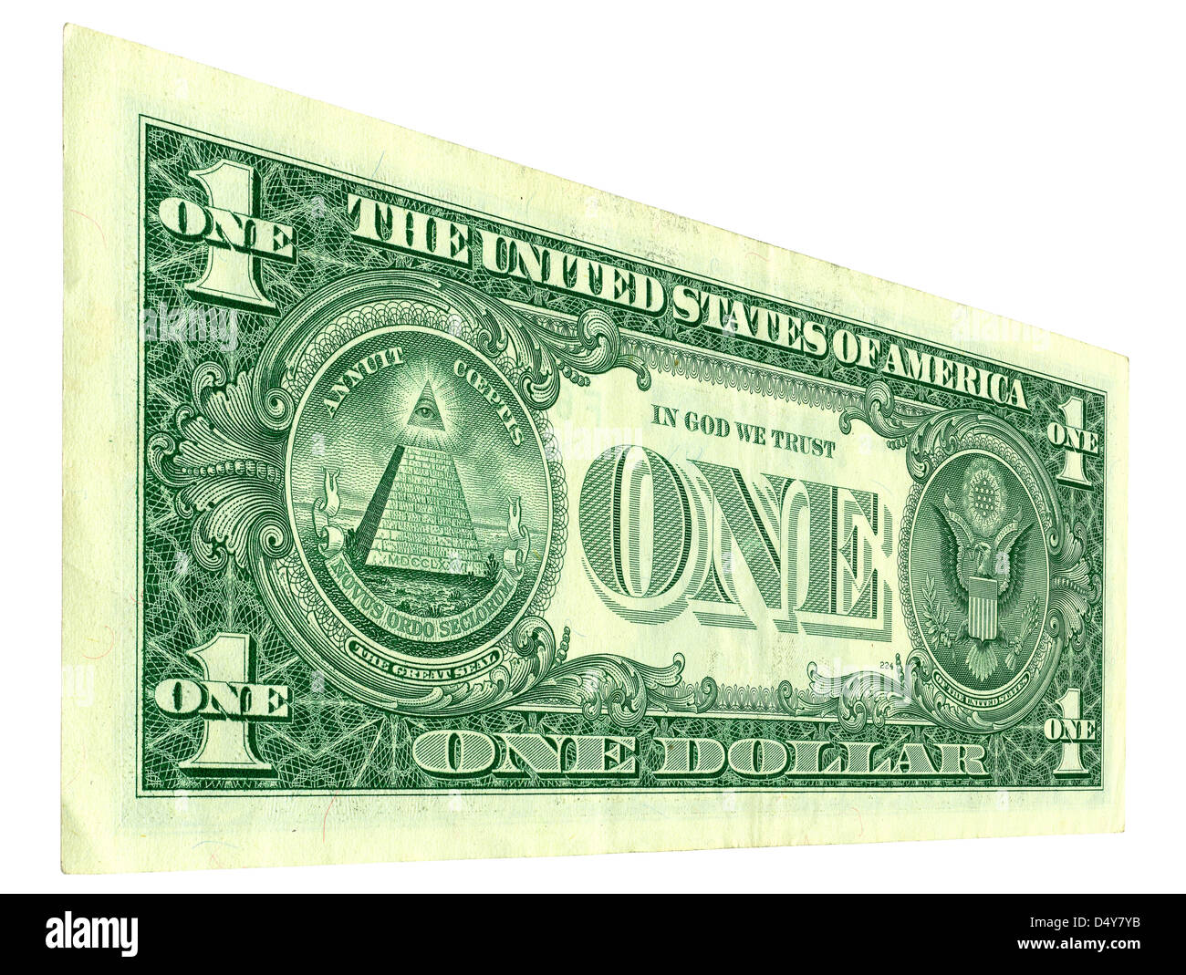One dollar bill at an angle Stock Photo - Alamy