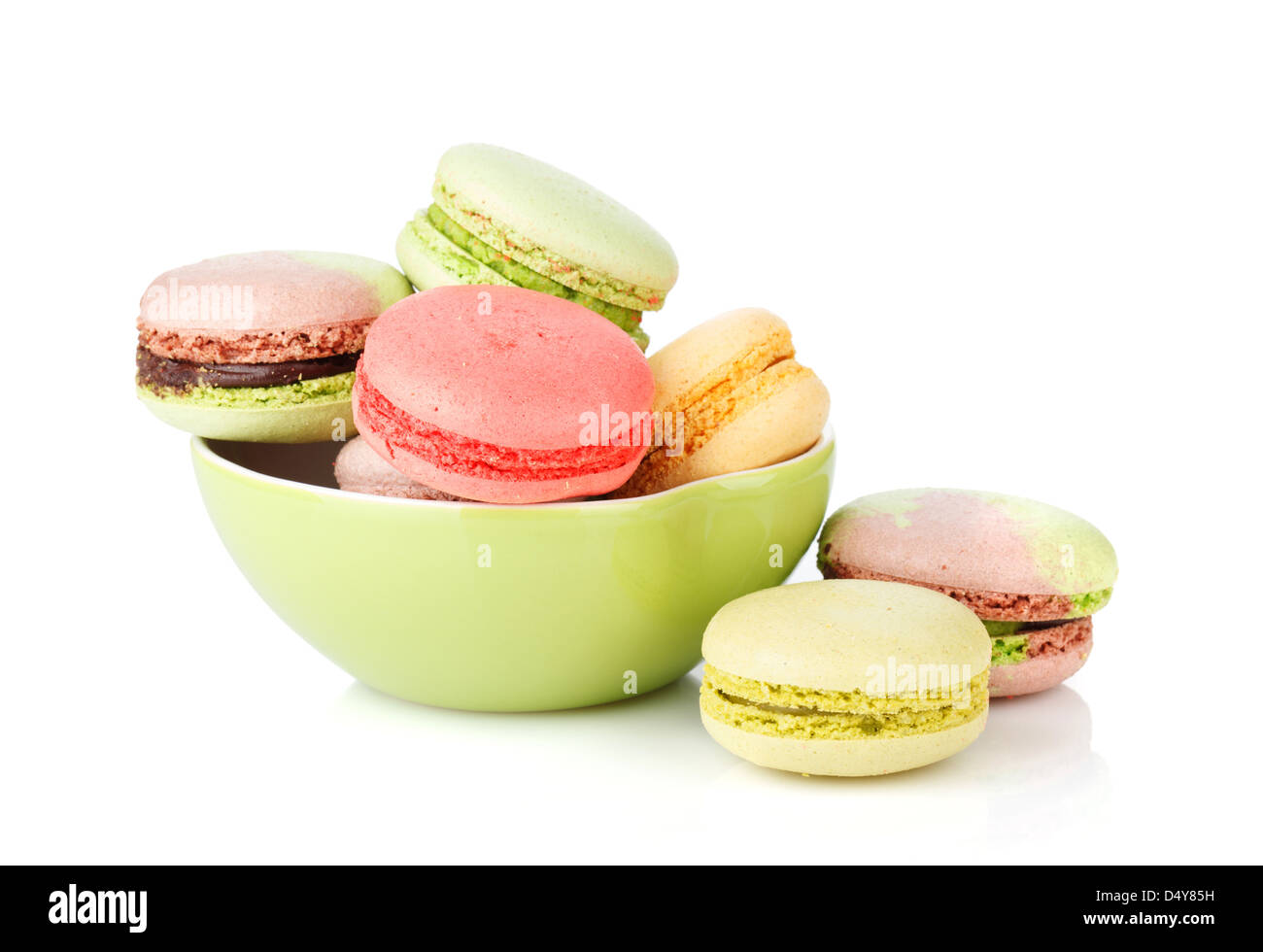 Colorful macaroons. Isolated on white background Stock Photo - Alamy