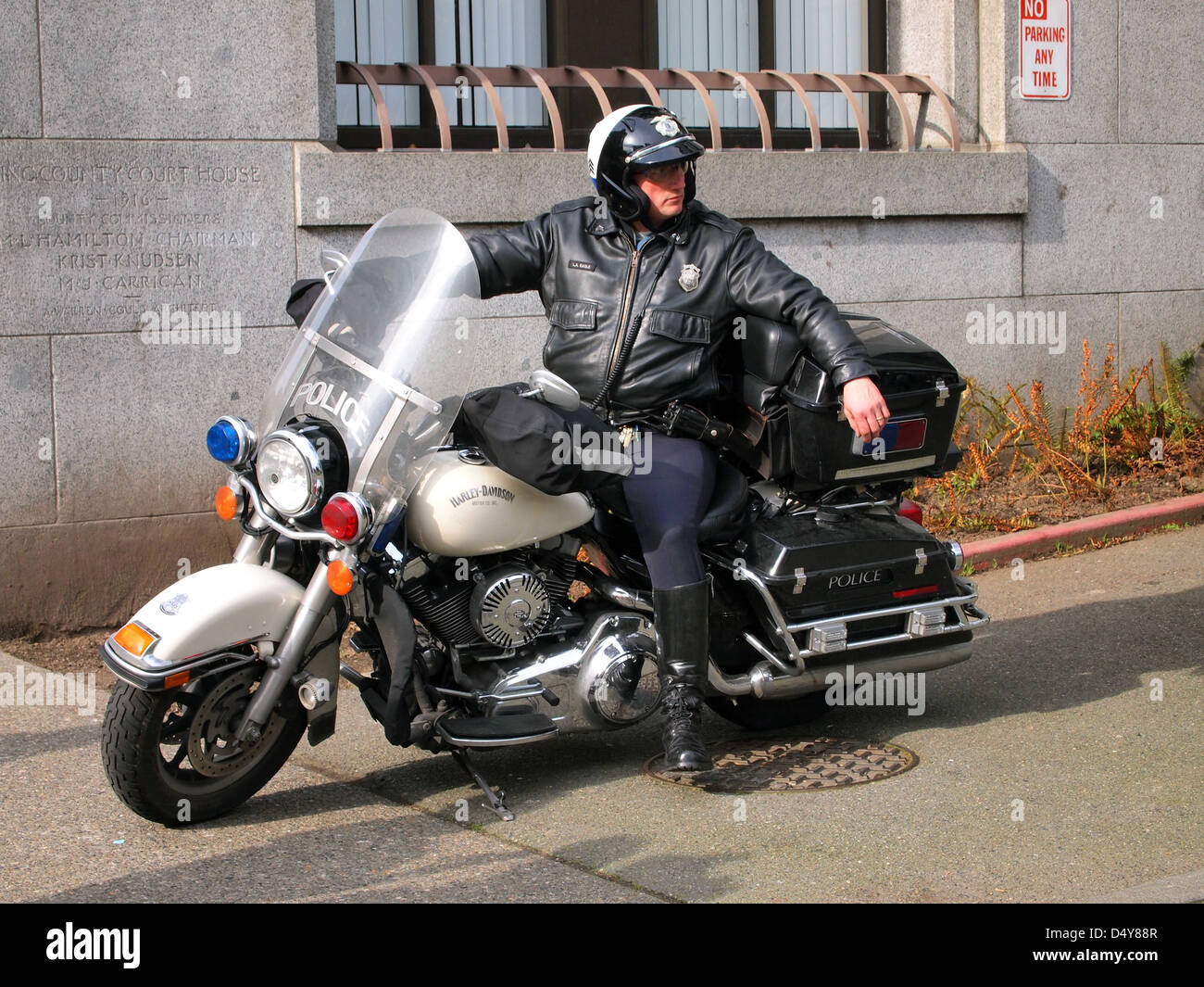 Seattle Police Department motorcycle officer at an Anti police ...