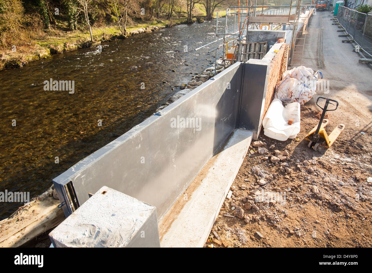New flood defences on the river Cocker in Cockermouth, Cumbria, UK ...