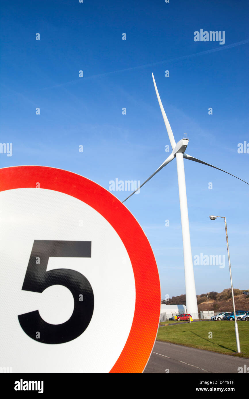 A 2MW wind turbine at the Eastman plant in Workington, Cumbria, UK ...